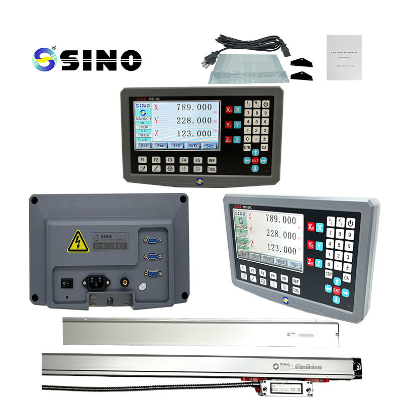 SINO SDS2-3VA Sistema de lectura digital DRO de 3 ejes con regla lineal de vidrio KA300 ...